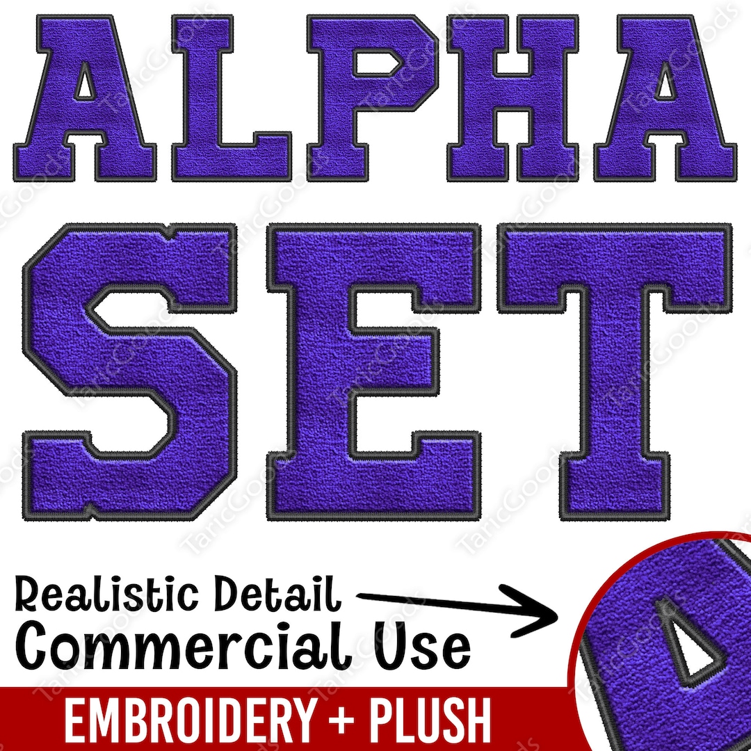 Purple Faux Embroidery Chenille Letters, Faux Chenille Patch, Chenille ...
