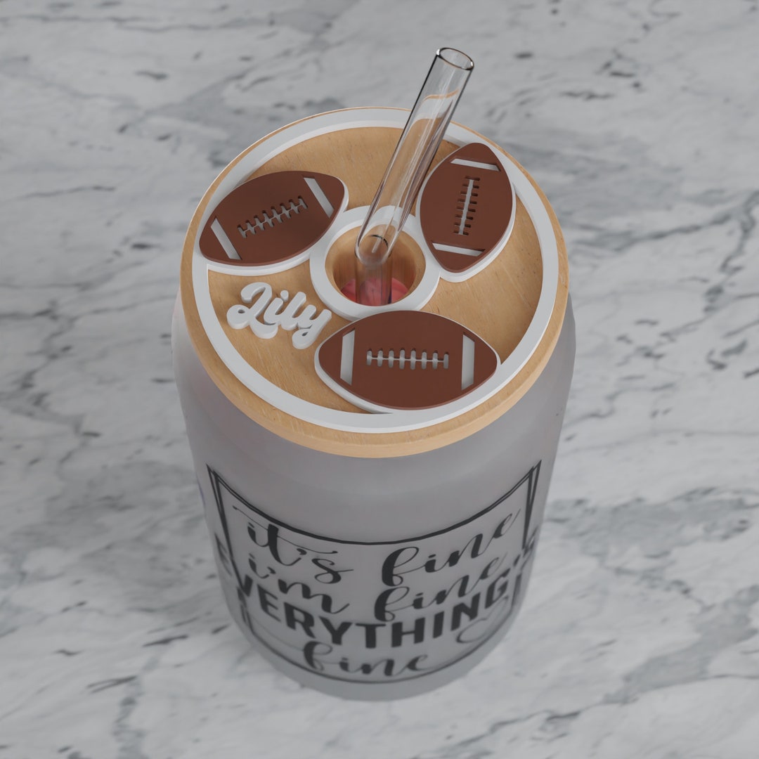 Glass Can Topper Svg, American Football Bamboo Lid Topper Svg, Libbey ...