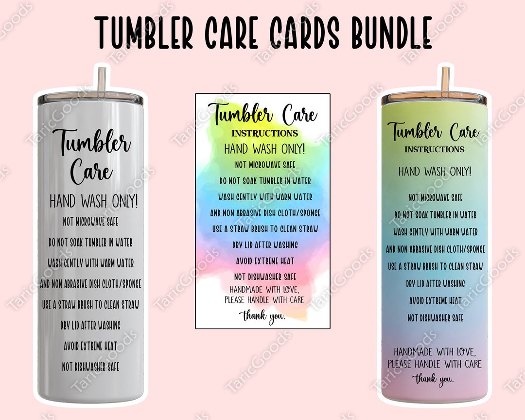 Skinny Tumbler Care Card, Sublimation Tumbler Care, Printable Cut Care ...