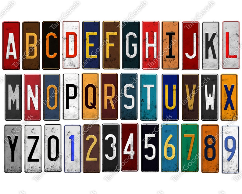 License Plate Letters Png Alphabet Numbers Clipart Printable - Etsy