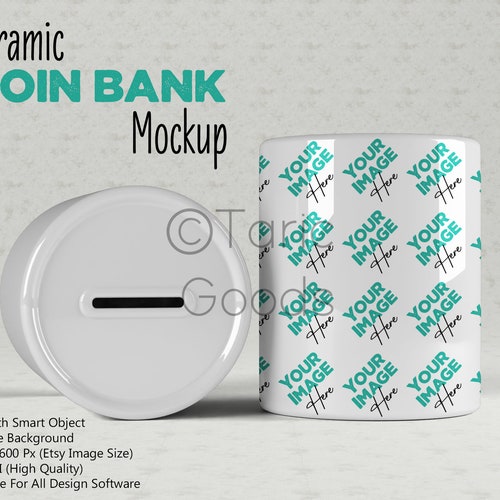 Dye Sublimation Ceramic Coin Bank Mockup Add Your Own Image - Etsy