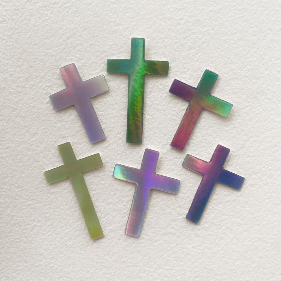 Rainbow Set of 6 or 12 Holographic "cross" Stickers in Pink, Purple ...