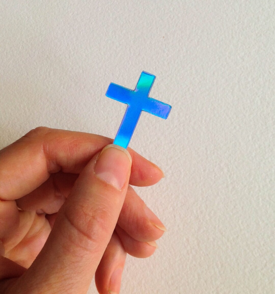 Pretty Holographic Sticker "small Blue Cross" - Etsy