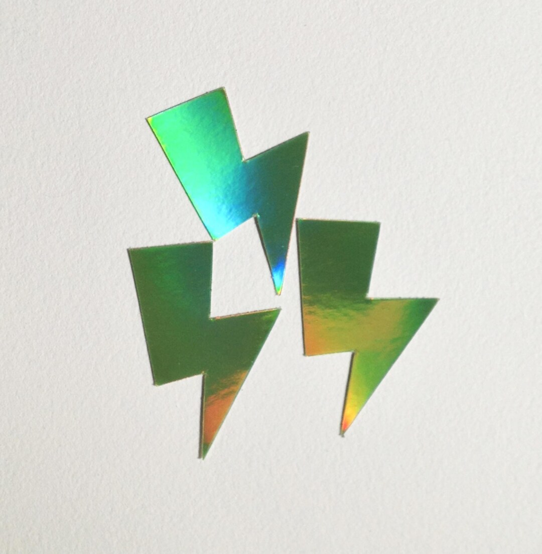 NEW - Beautiful Holographic "lightning Bolt" Sticker, Light Green Model ...