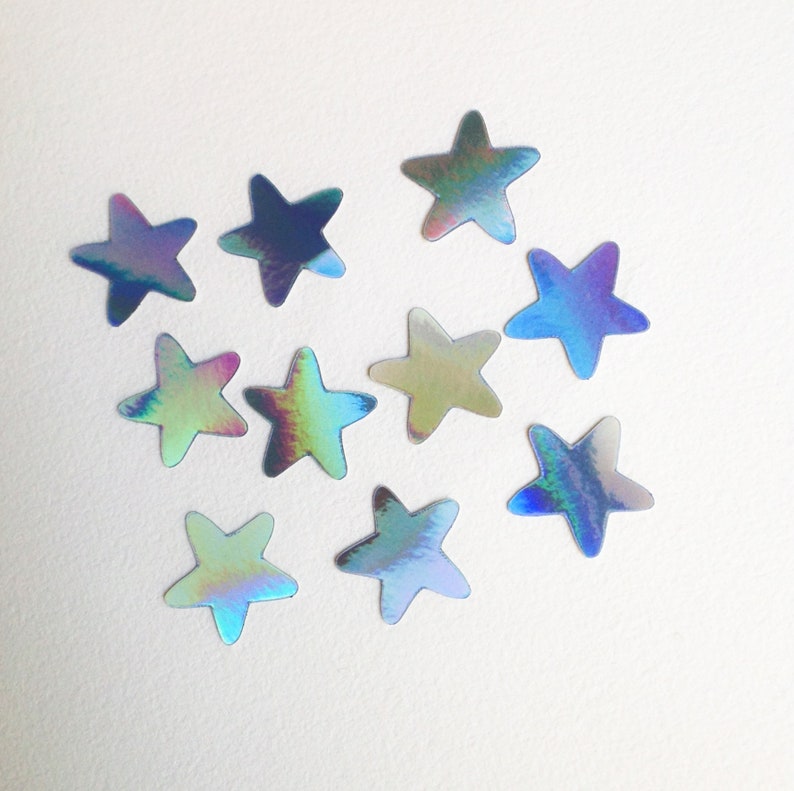 Set of Holographic Stickers "star" in Blue Color, Holographic Sticker ...