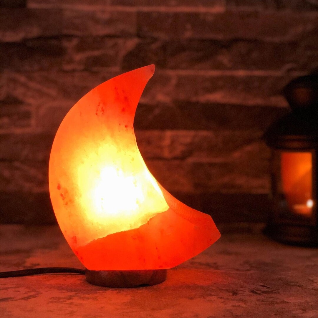 Himalayan Salt Lamp Half Moon Shaped Salt Lamp Wellness - Etsy UK