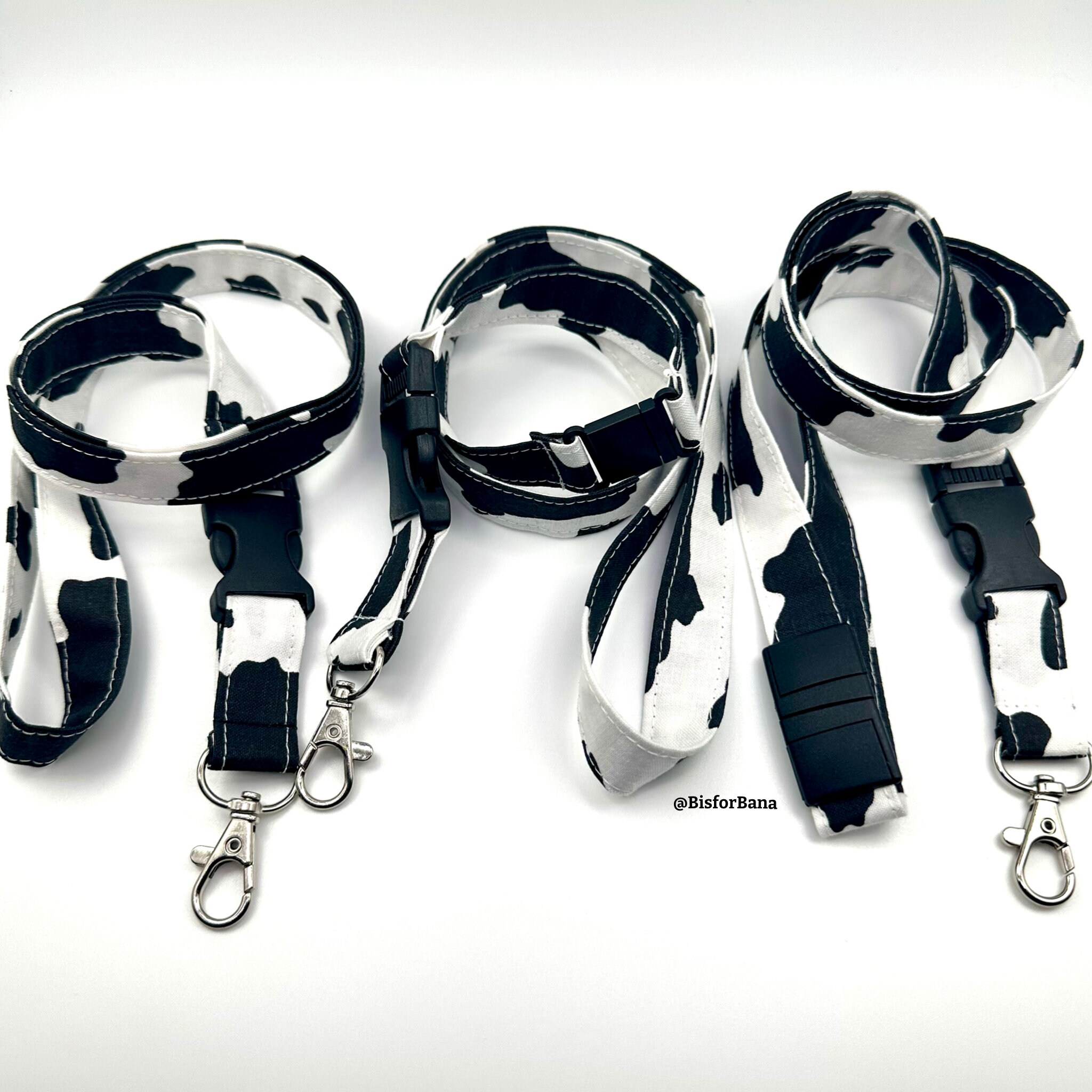 Cow Print Lanyard Farm Animal Print Black and White With - Etsy