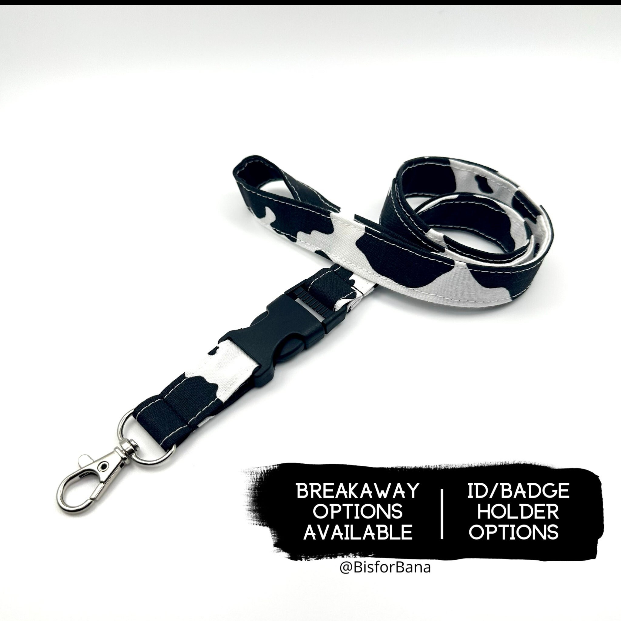 Cow Print Lanyard Farm Animal Print Black and White With - Etsy