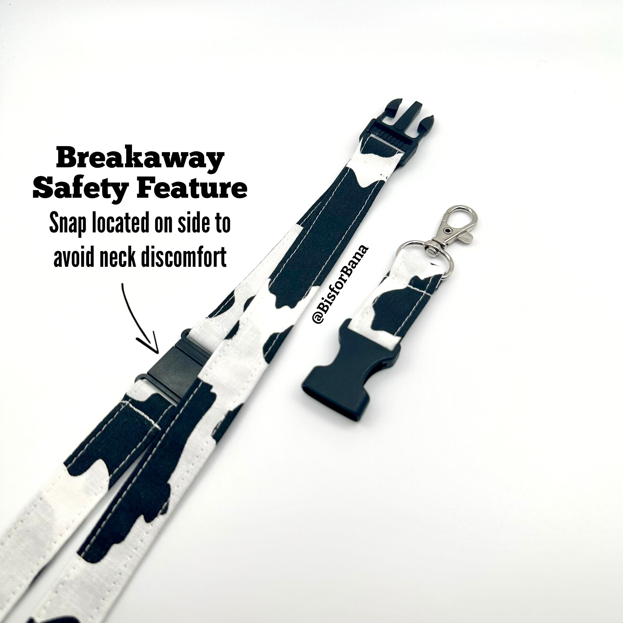 Cow Print Lanyard Farm Animal Print Black and White With - Etsy