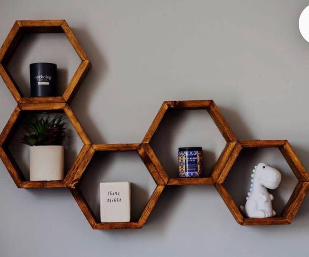 Wooden Hexagon Shelf - Etsy
