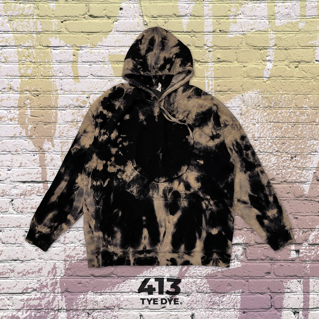 Acid Wash Hoodie Tie Dye Blank Acid Washed Black Pullover Sweatshirt ...