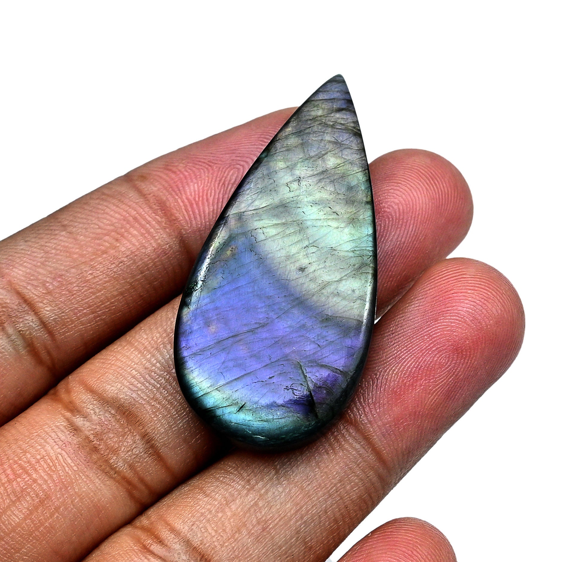 Purple Flash Labradorite Flashy Stone, Labradorite Worry Stone, Pear ...