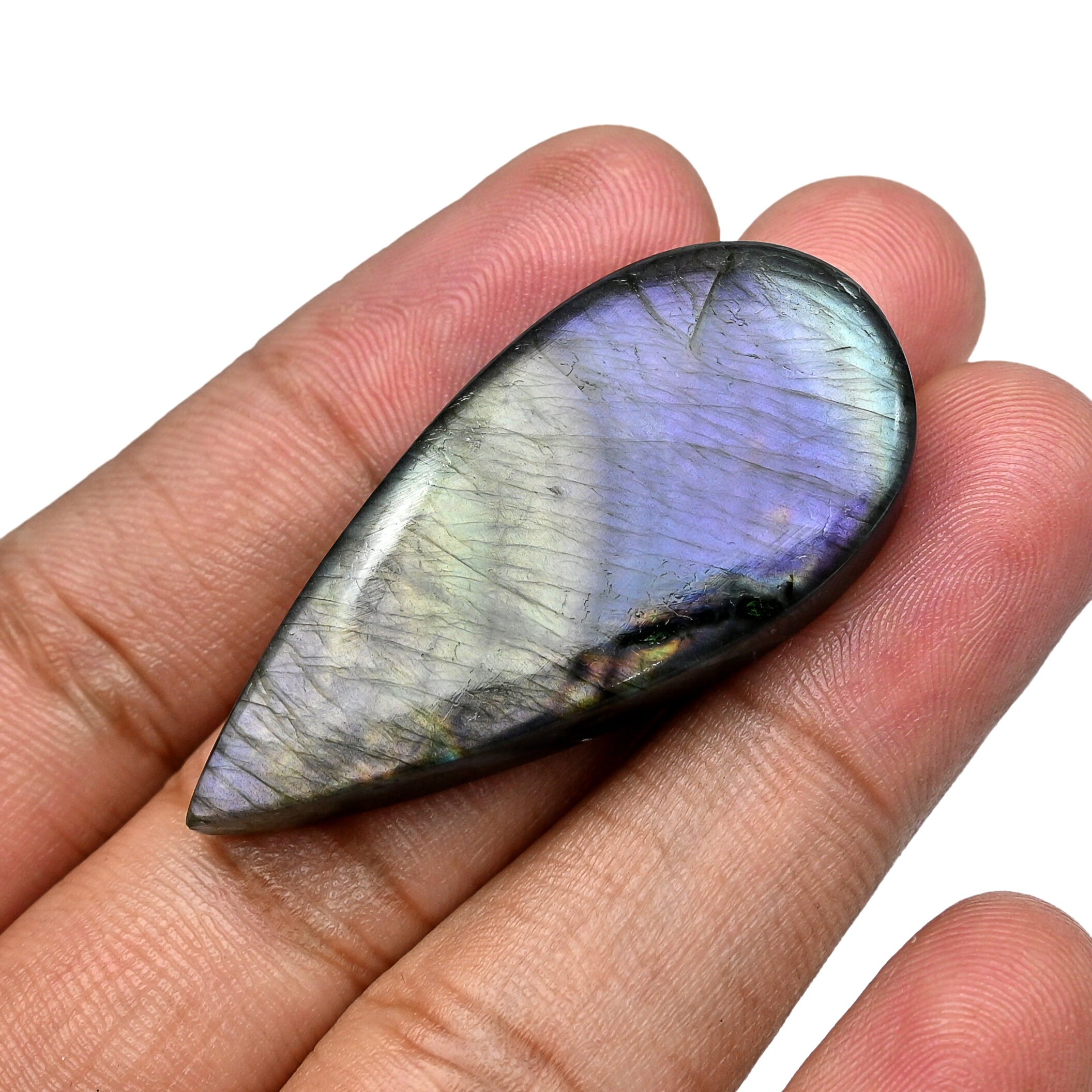 Purple Flash Labradorite Flashy Stone, Labradorite Worry Stone, Pear ...