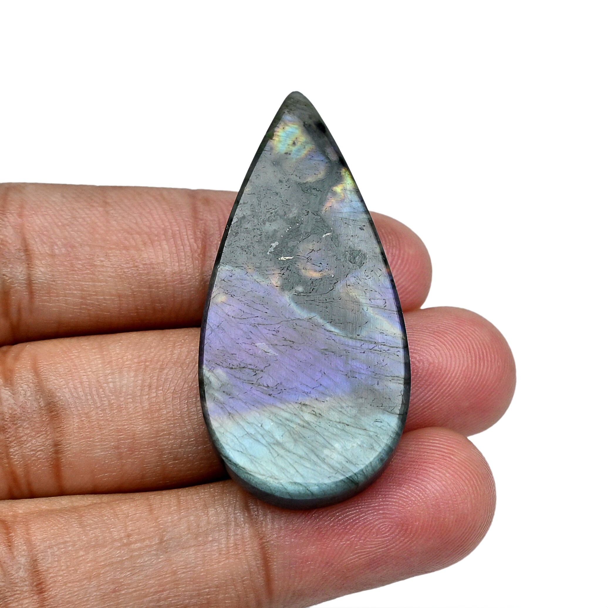 Purple Flash Labradorite Flashy Stone, Labradorite Worry Stone, Pear ...