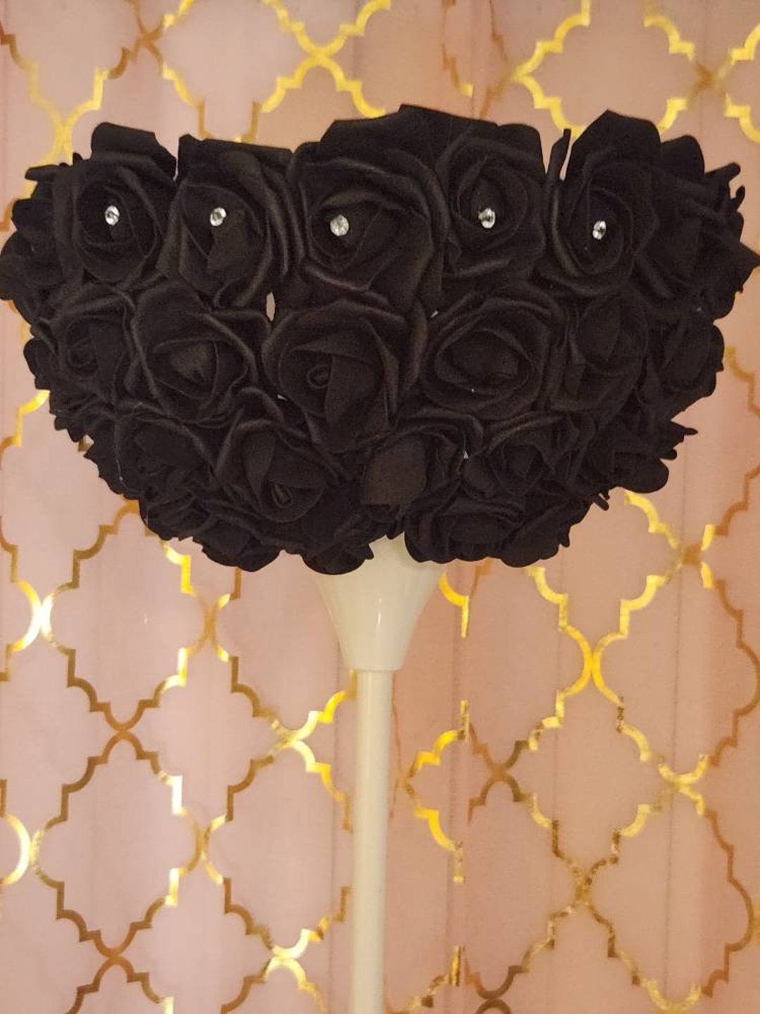 Black Rose With White Base and Rhinestones Floor Lamp. Glam Home Decor ...