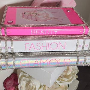 Glam Book Stack set of 3. Custom Coffee Table Decor. Pink, Holographic ...