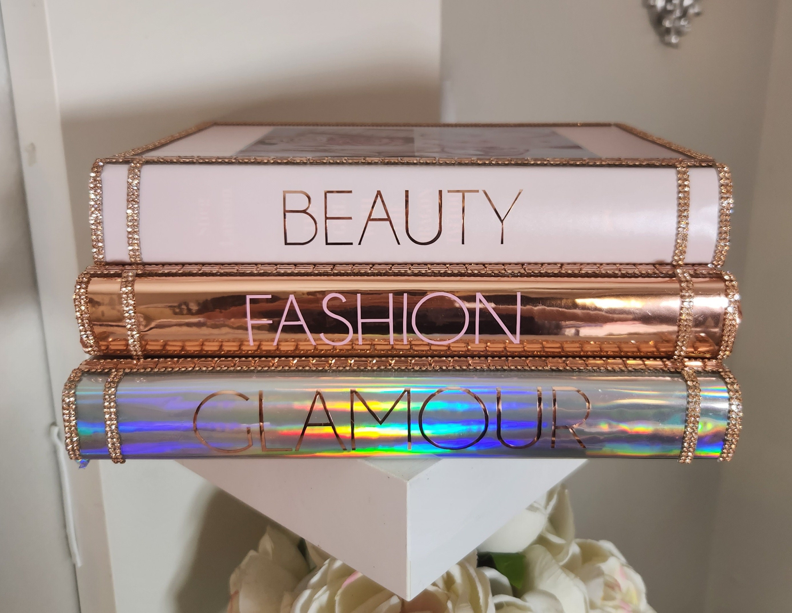 Custom Glam Coffee Table Book Stack set of 3. Pink - Etsy