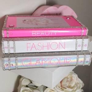 Glam Book Stack set of 3. Custom Coffee Table Decor. Pink, Holographic ...