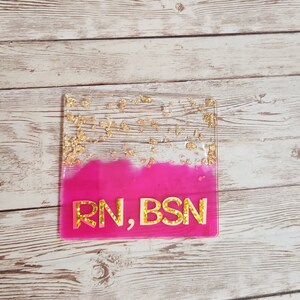 Neon Pink & Gold Foil RN, BSN Extended Horizontal Badge Buddy for ...