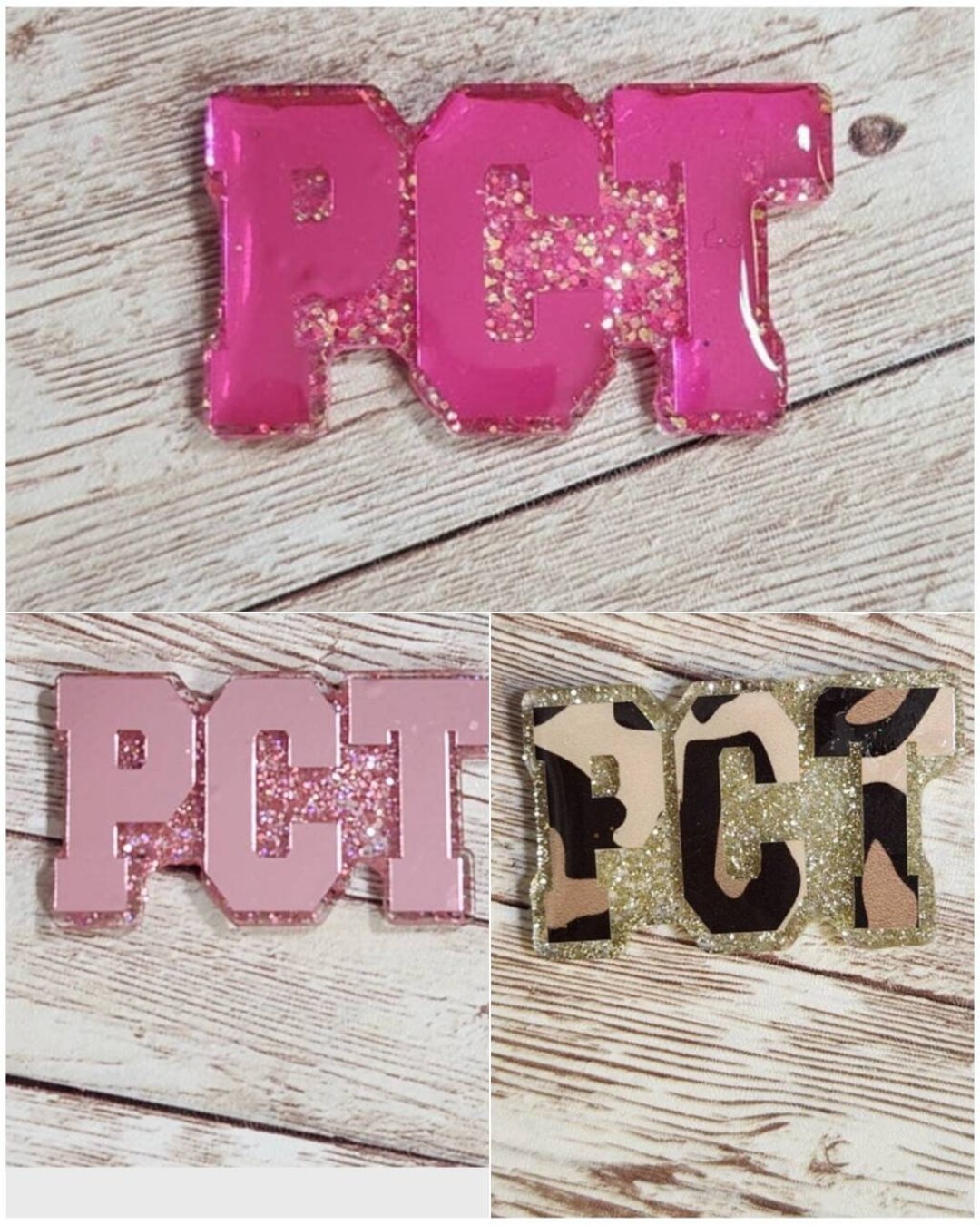 PCT Badge Reel. Metallic Pink Glitter PCT Resin Badge Holder. - Etsy