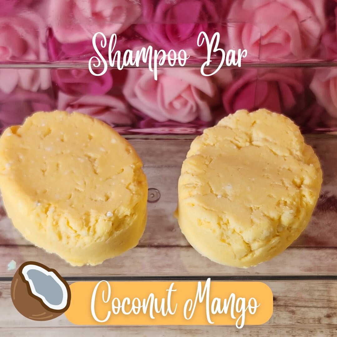 Sulfate Free Coconut Mango Shampoo Bar. Zero Waste Oval Shaped All ...