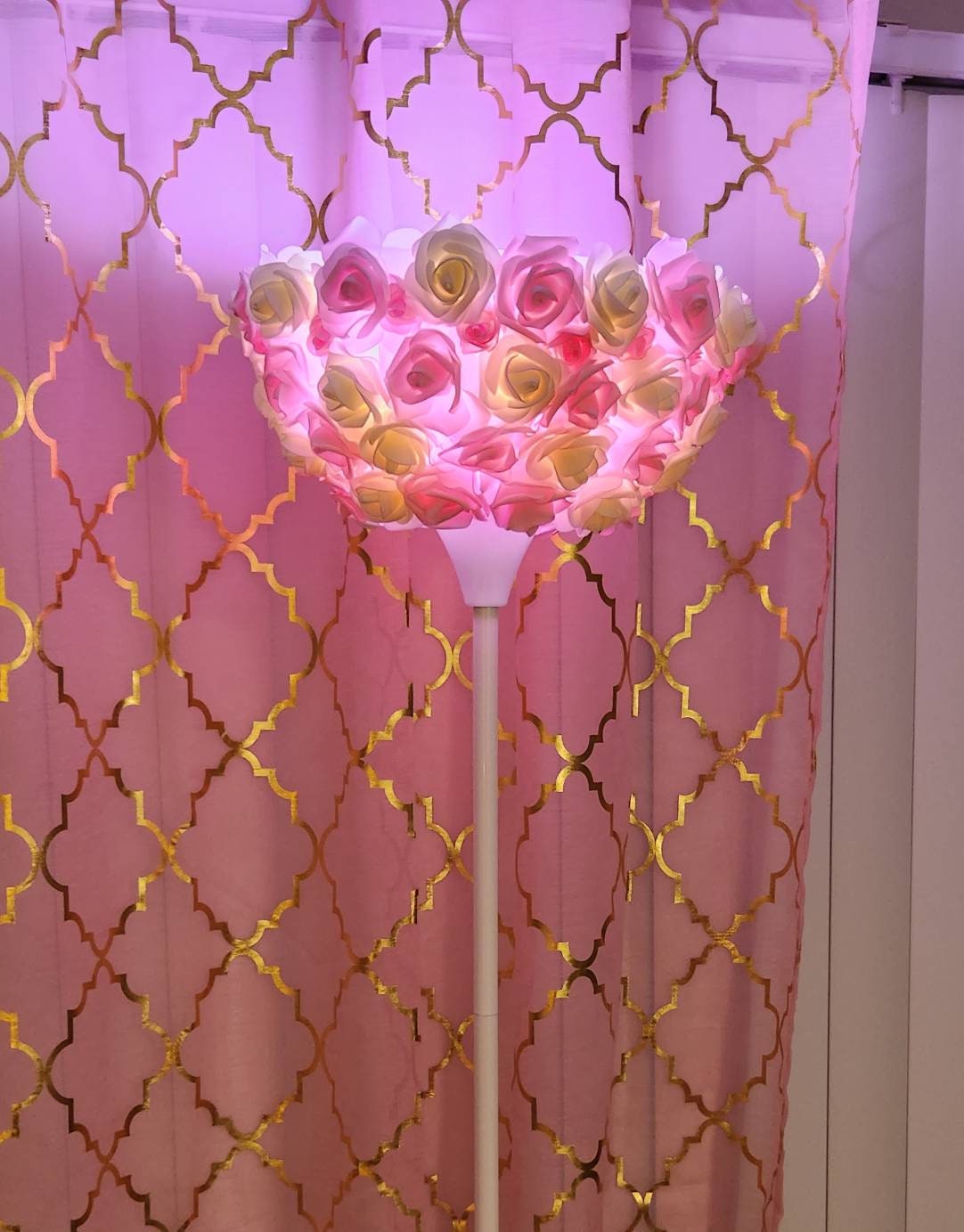 Pink & Ivory Rose White Floor Lamp. Glam Home Decor. Rose Lamp. - Etsy