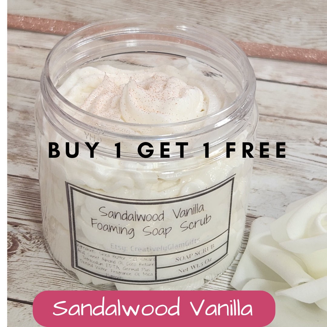Sandalwood Vanilla Whipped Foaming Sugar Scrub. Exfoliating Shea Butter ...