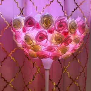 Pink & Ivory Rose White Floor Lamp. Glam Home Decor. Rose Lamp. - Etsy