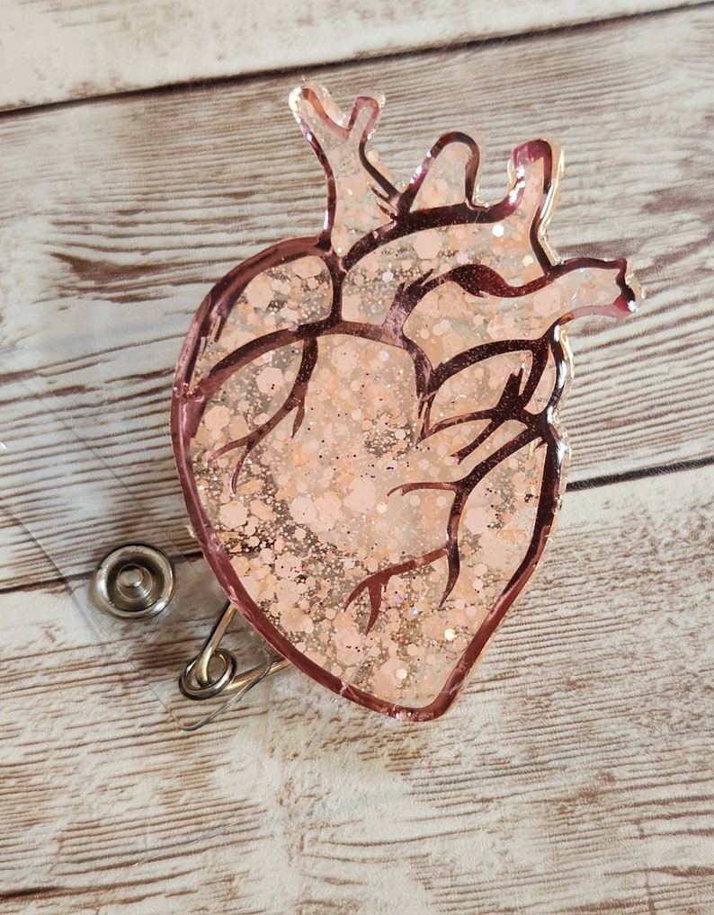 Custom Anatomical Heart & Cardiac Nurse Resin Badge Holder. Resin ...