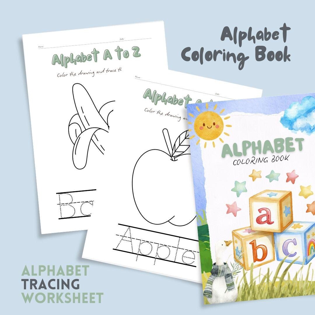 Alphabet Tracing Coloring Book – Preschool Learning (ages 2-6) (digital ...
