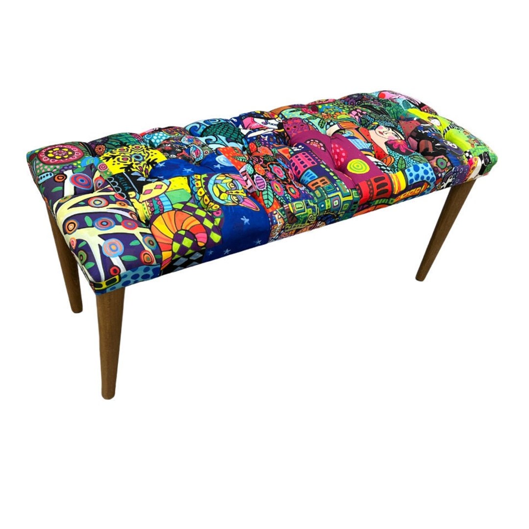 Quilted Bohemian Indoor Bench Upholstered Bench Entryway - Etsy