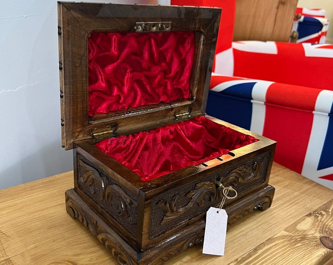 Secret Lock Box, Hand-carved Wooden Box, Memory Box, Keepsake Box ...