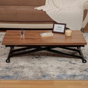 Walnut Covered,smart Convertible Table, Adjustable Height Table ...