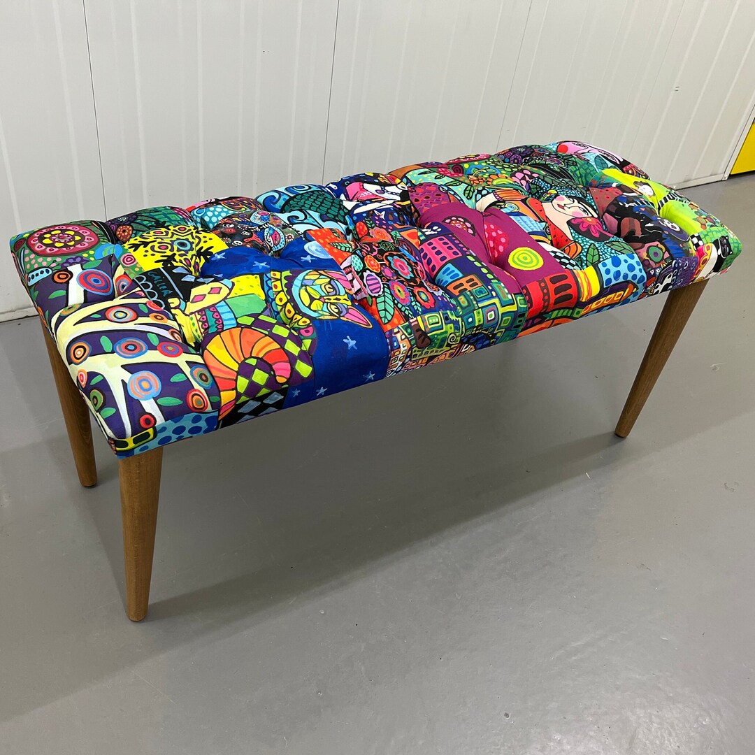 Quilted Bohemian Indoor Bench Upholstered Bench Entryway - Etsy