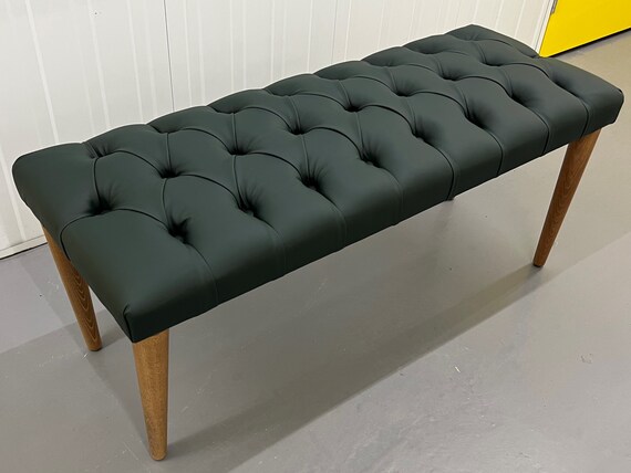 Quilted Leather Upholstered Indoor Bench Ottoman Bench - Etsy UK