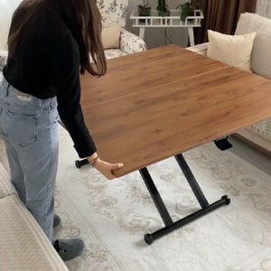 Walnut Covered,smart Convertible Table, Adjustable Height Table ...