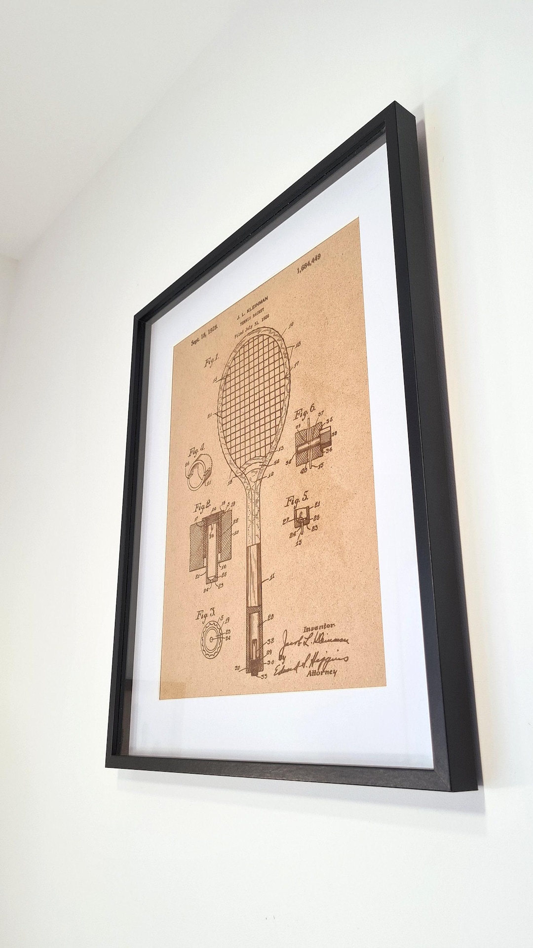 Laser Engraved Decorative Frame - Official Tennis Racket Patent ...