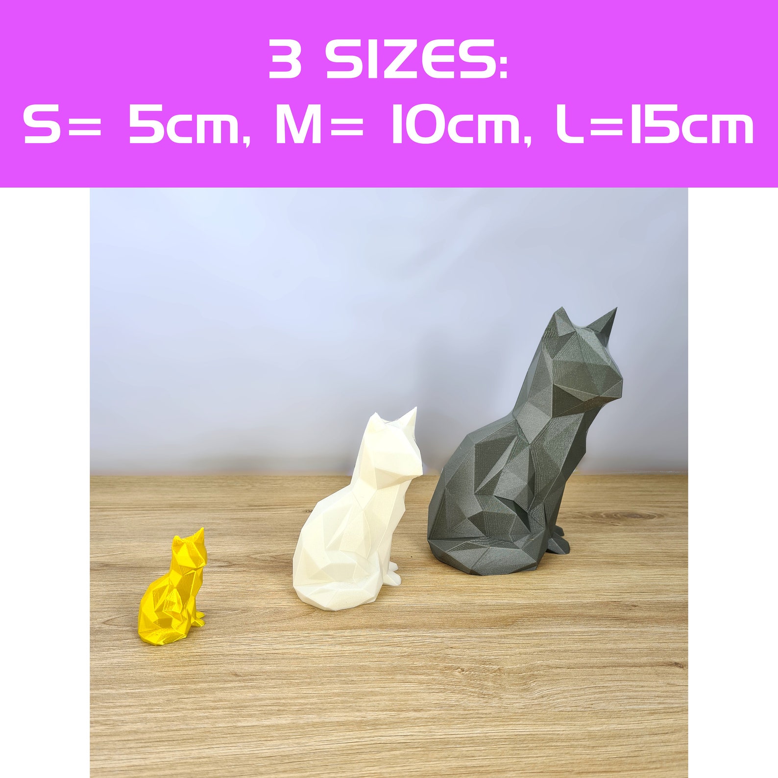 Cat love 3D printed pet low-poly deco perfect gift - Etsy France