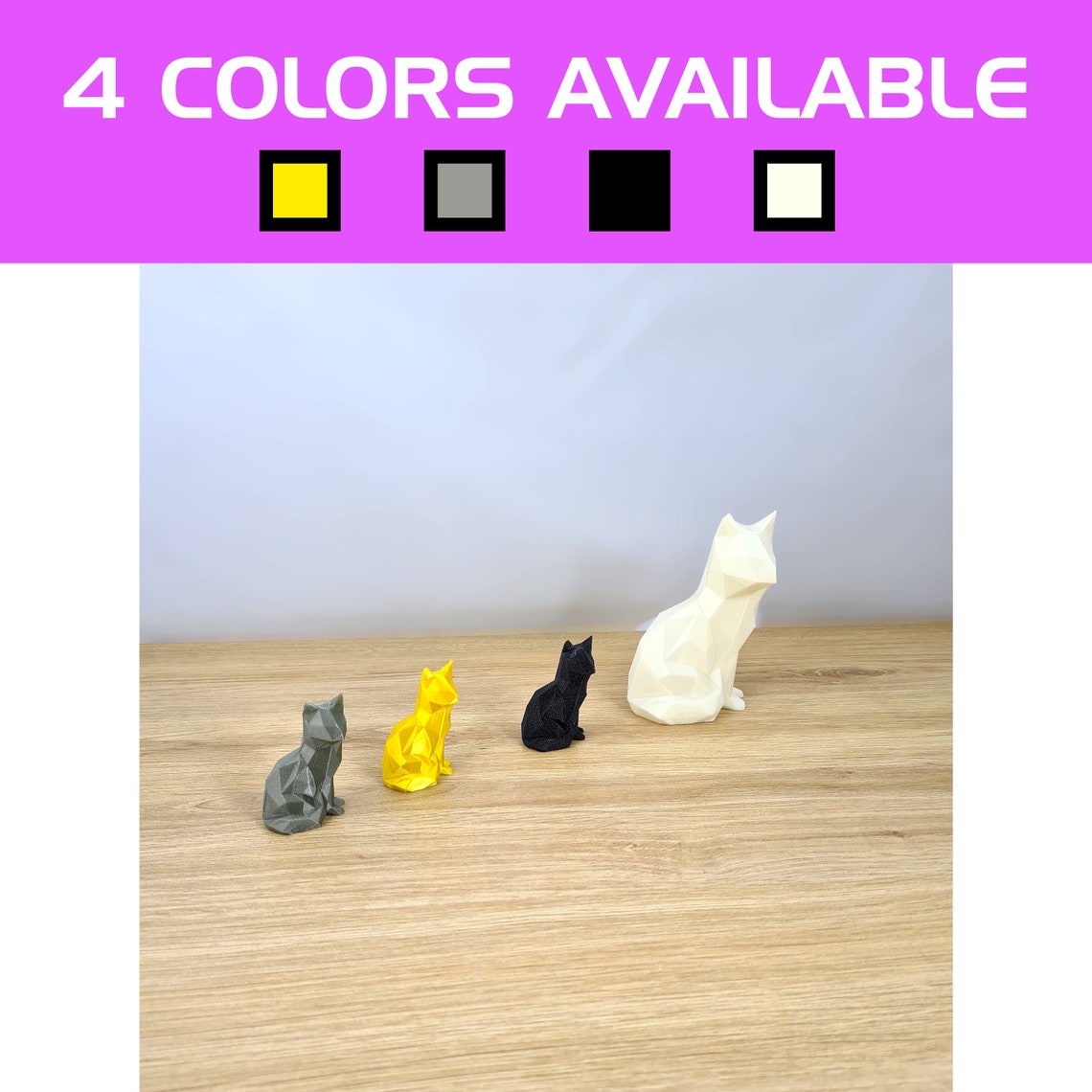 Cat love 3D printed pet low-poly deco perfect gift - Etsy France