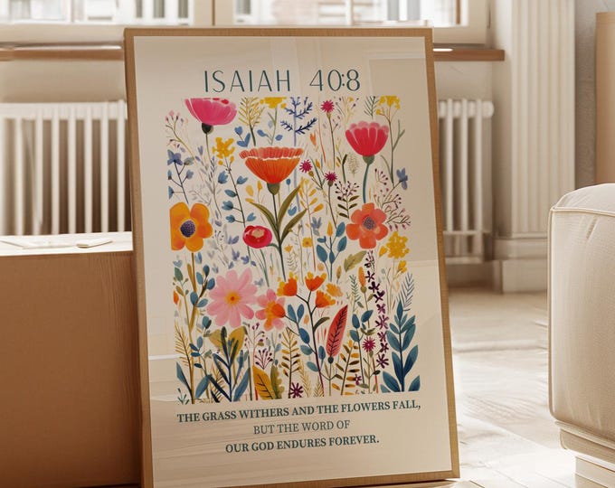 Art Print, Wildflower Art, Isaiah 54:10, Unfailing Love, Scripture Art ...