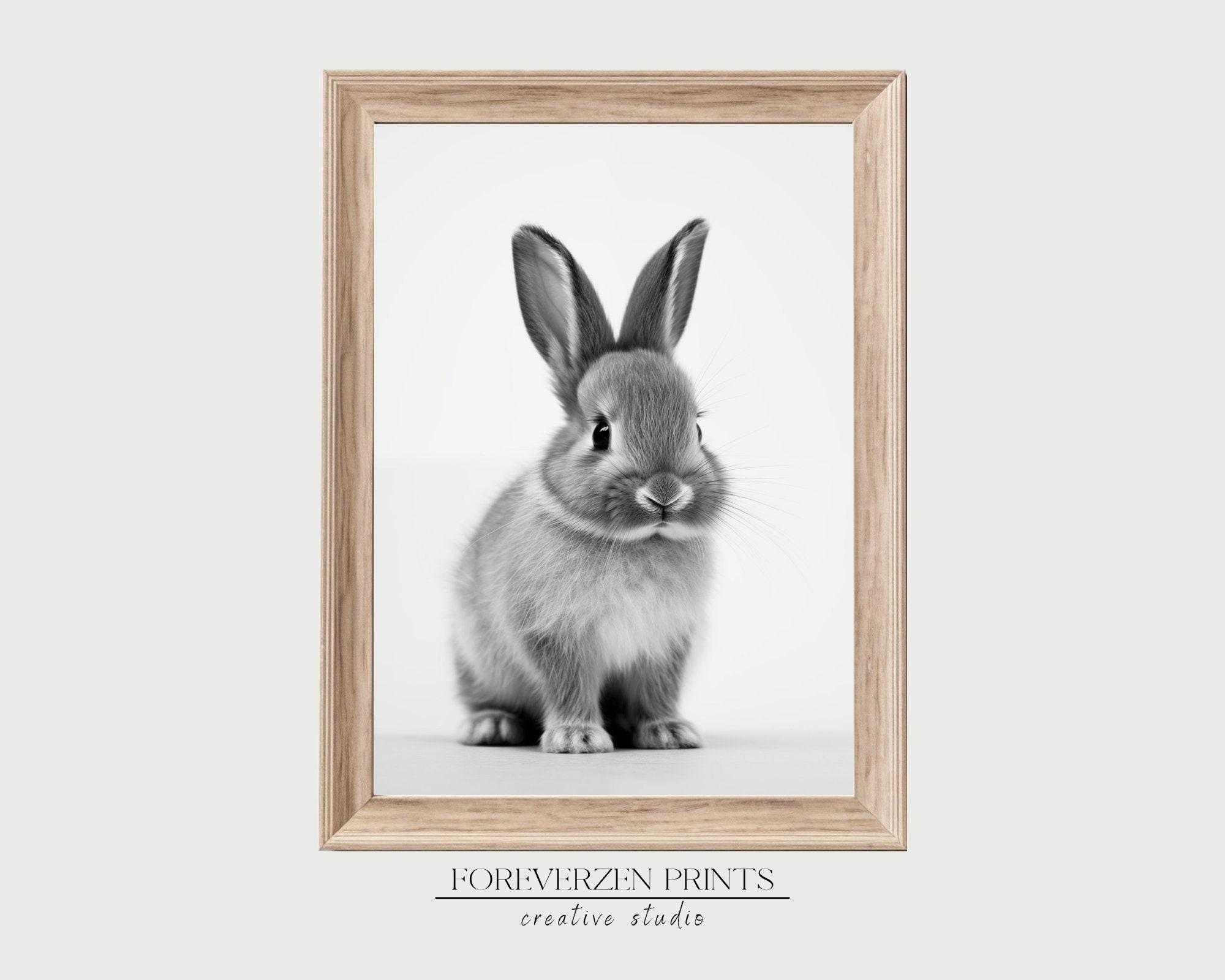 Black and White Rabbit Print Printable Nursery Art, Kids Wall Art ...
