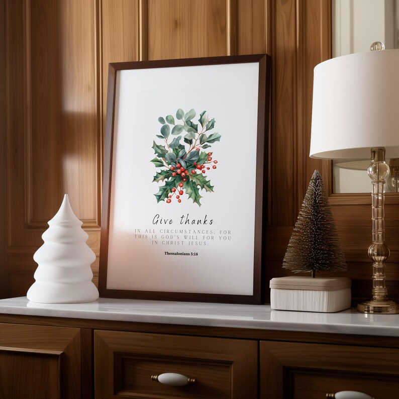 Thessalonians 5:18 Holy Flowers Bible Verse Wall Art | Thanksgiving ...