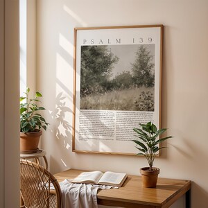Psalm 139 Wall Art Printable, Vintage Bible Verse Landscape, Christian ...