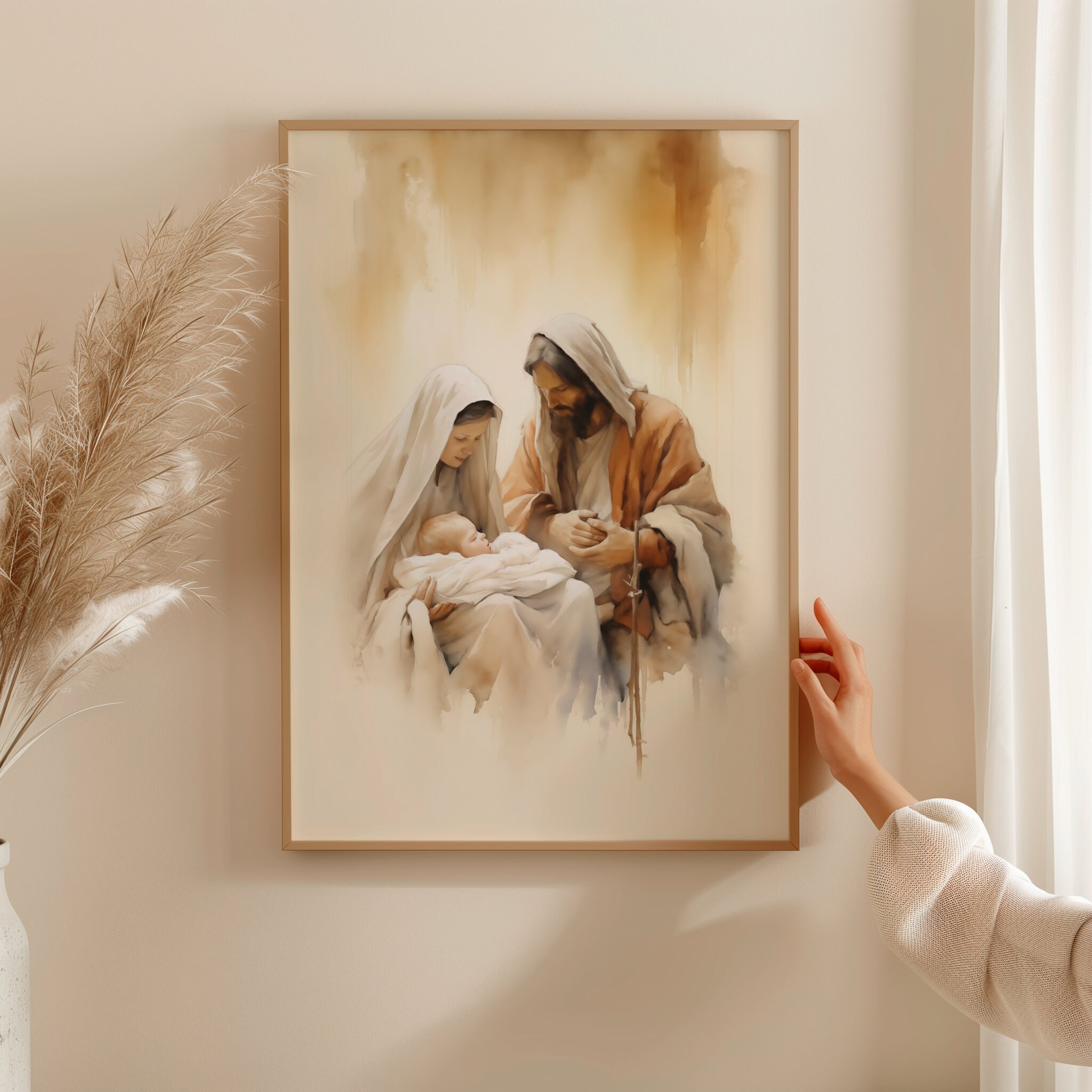 Mary and Baby Jesus Nativity Print, Christian Wall Art Digital Download ...