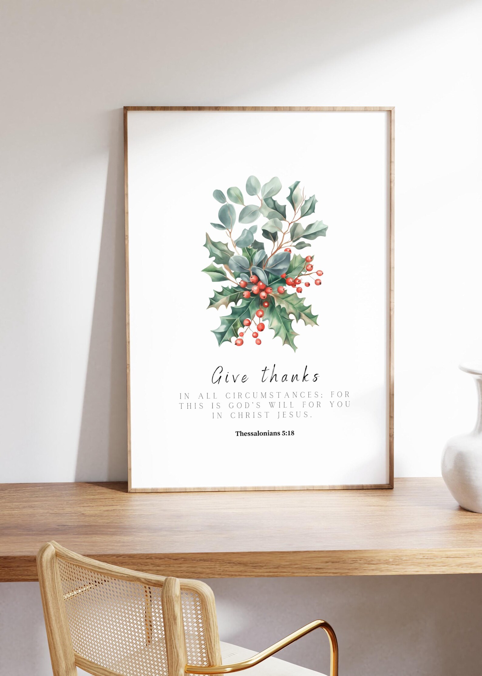 Thessalonians 5:18 Holy Flowers Bible Verse Wall Art | Thanksgiving ...