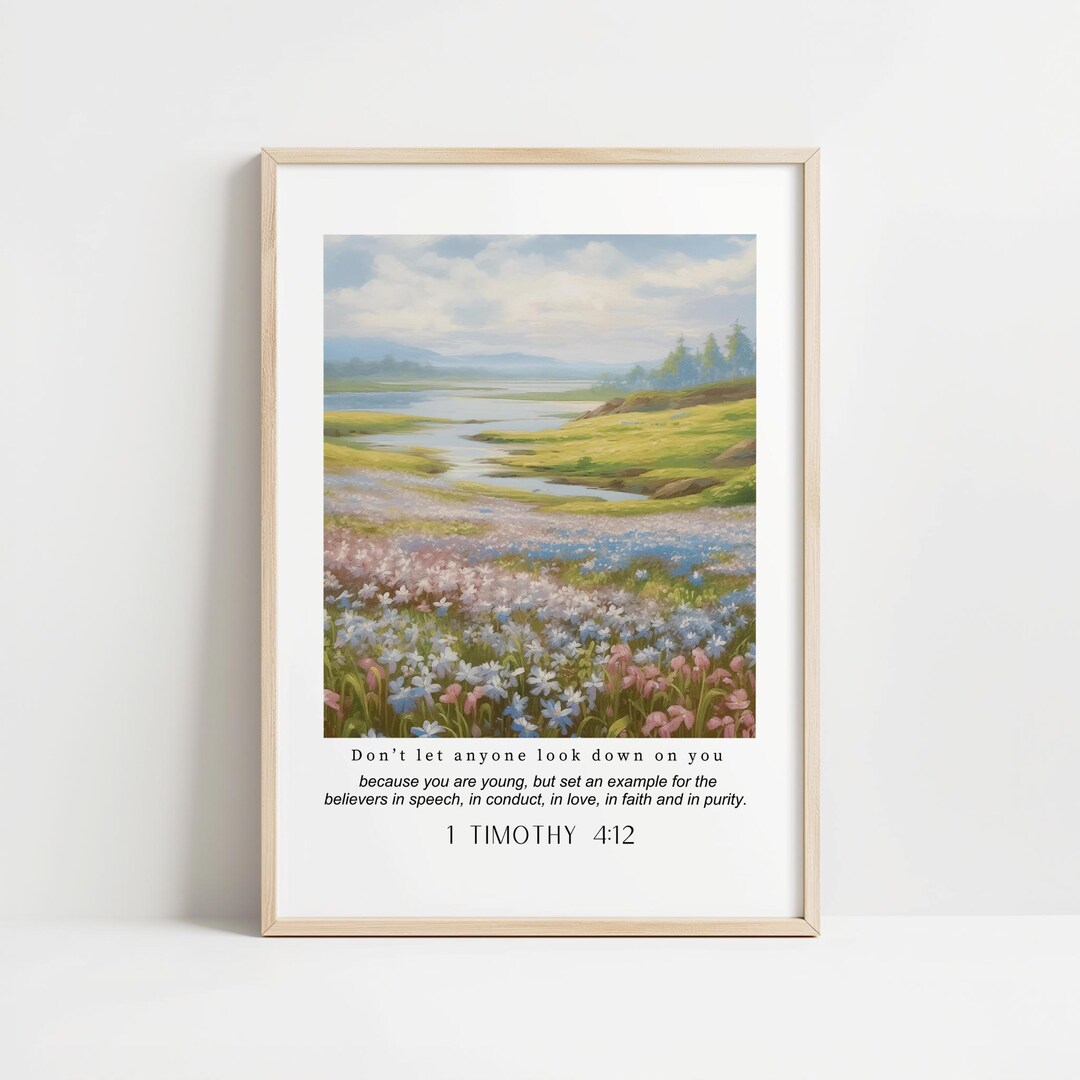 1 Timothy 4:12 Wall Art Printable, Bible Verse With Wildflowers ...