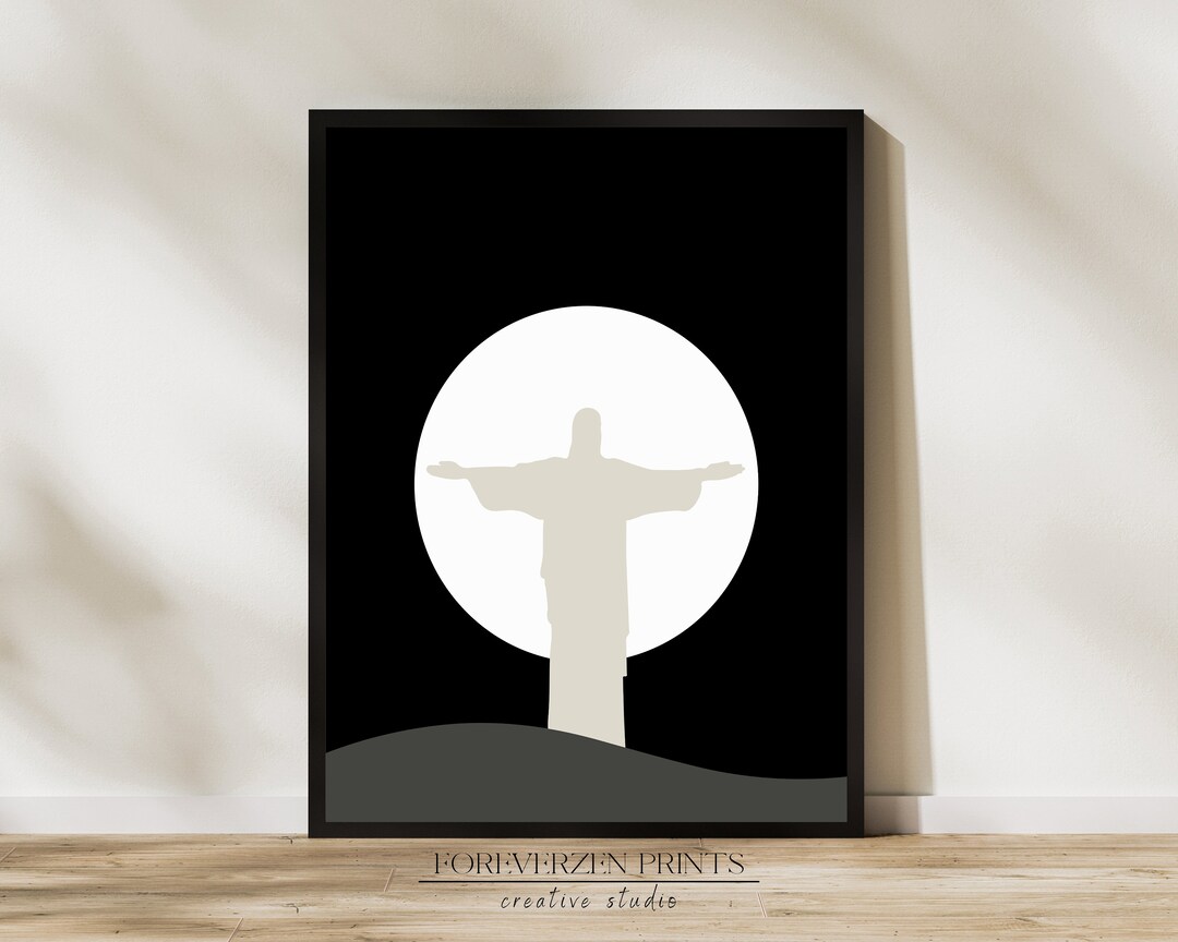 Jesus Boho Wall Art, Black and White Christian Modern Art, Bible ...