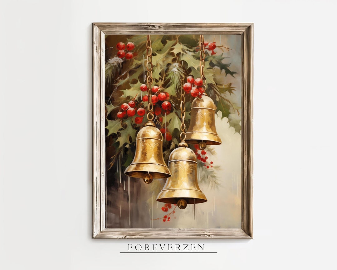Jingle Bells Vintage Christmas Wall Art Festive Holiday Print ...