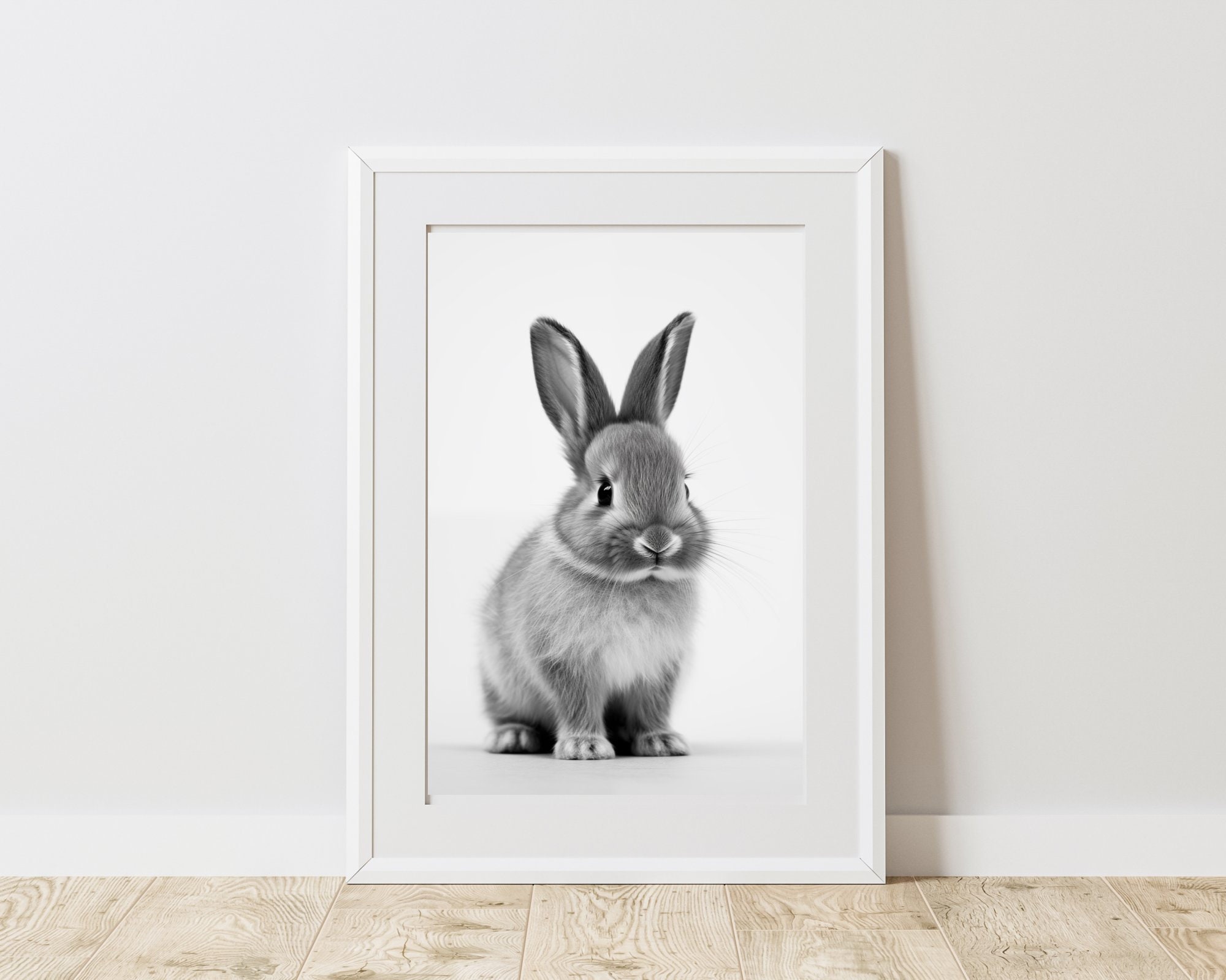 Black and White Rabbit Print Printable Nursery Art, Kids Wall Art ...