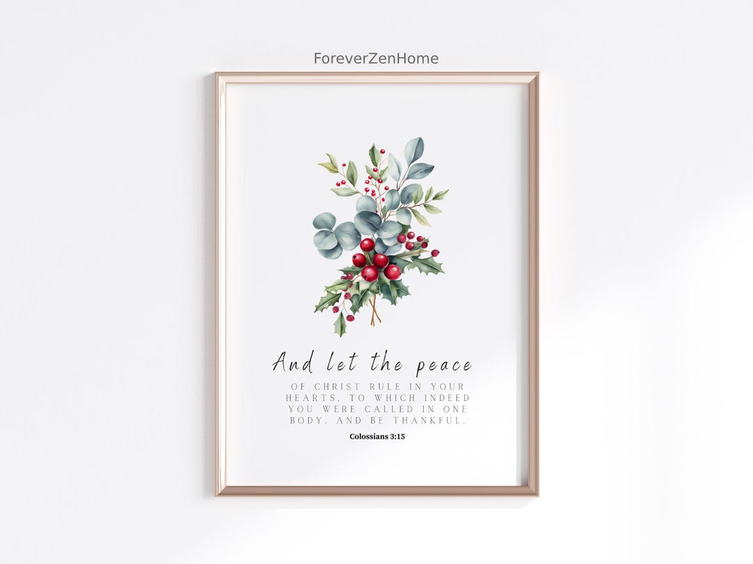 Colossians 3:15 Holy Flowers Bible Verse Wall Art | Thanksgiving Family ...